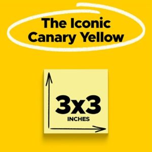 Post-it Notes, 3 in. x 3 in., Canary Yellow, 24 Pads/Pack