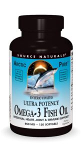 source naturals arcticpure omega-3 fish oil 850mg ultra potency epa + dha for heart, joint, brain & immune health -enteric coated for sensitive stomachs - 120 softgels