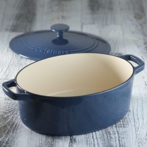 Cuisinart Cast Iron Casserole, 5.5 Qt Oval Covered, Enameled Provencial Blue