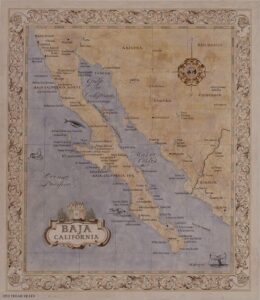 one treasure limited antique vintage old world mexico baja california map