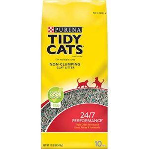 purina tidy cats non clumping cat litter, 24/7 performance multi cat litter - (4) 10 lb. bags