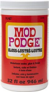 mod podge gloss sealer, glue & finish: all-in-one craft solution- quick dry, easy clean, for wood, paper, fabric & more. non-toxic - craft with confidence, made in usa, 32 oz., pack of 1