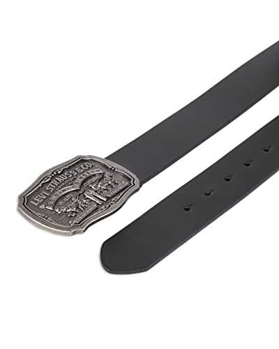 Levi's Men's Leather Belt With Antiqued Buckle,Black,34