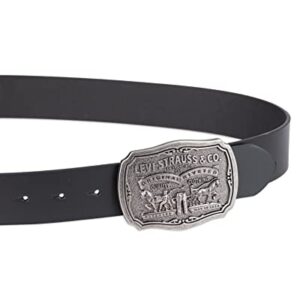 Levi's Men's Leather Belt With Antiqued Buckle,Black,34