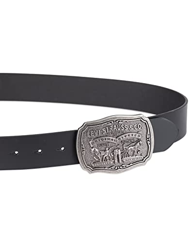 Levi's Men's Leather Belt With Antiqued Buckle,Black,34