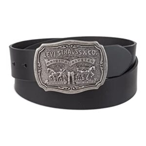 Levi's Men's Leather Belt With Antiqued Buckle,Black,34