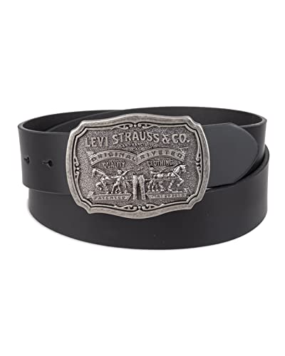 Levi's Men's Leather Belt With Antiqued Buckle,Black,34