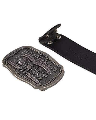 Levi's Men's Leather Belt With Antiqued Buckle,Black,36