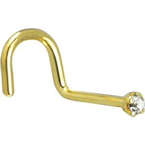 body candy solid 14k yellow gold 1.5mm (0.015 cttw) genuine diamond right nose stud screw 20 gauge 1/4"