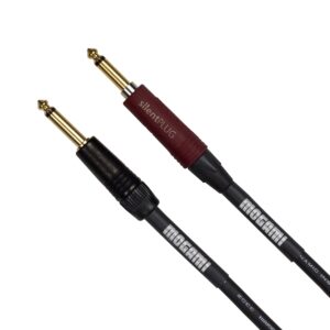 mogami platinum guitar-12 instrument cable, 1/4" ts male plugs, gold contacts, straight connectors with silentplug, 12 foot