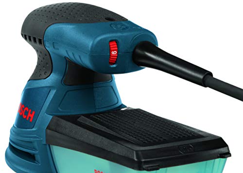 BOSCH ROS20VSK Palm Sander 2.5 Amp 5 in. Corded Variable Speed Random Orbital Sander/Polisher Kit with Dust Collector and Hard Carrying Case, Blue