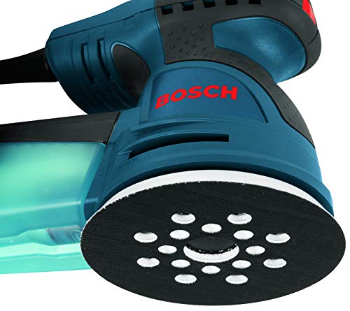 BOSCH ROS20VSK Palm Sander 2.5 Amp 5 in. Corded Variable Speed Random Orbital Sander/Polisher Kit with Dust Collector and Hard Carrying Case, Blue