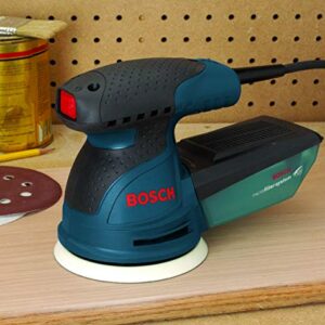 BOSCH ROS20VSK Palm Sander 2.5 Amp 5 in. Corded Variable Speed Random Orbital Sander/Polisher Kit with Dust Collector and Hard Carrying Case, Blue