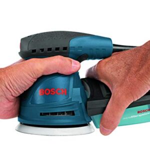 BOSCH ROS20VSK Palm Sander 2.5 Amp 5 in. Corded Variable Speed Random Orbital Sander/Polisher Kit with Dust Collector and Hard Carrying Case, Blue