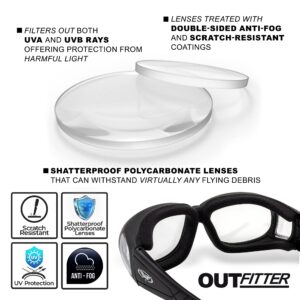 Global Vision Outfitter Foam Padded Fits Over Most Glasses Clear Lenses