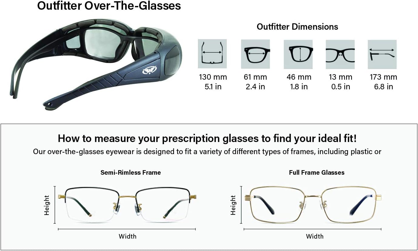 Global Vision Outfitter Foam Padded Fits Over Most Glasses Clear Lenses