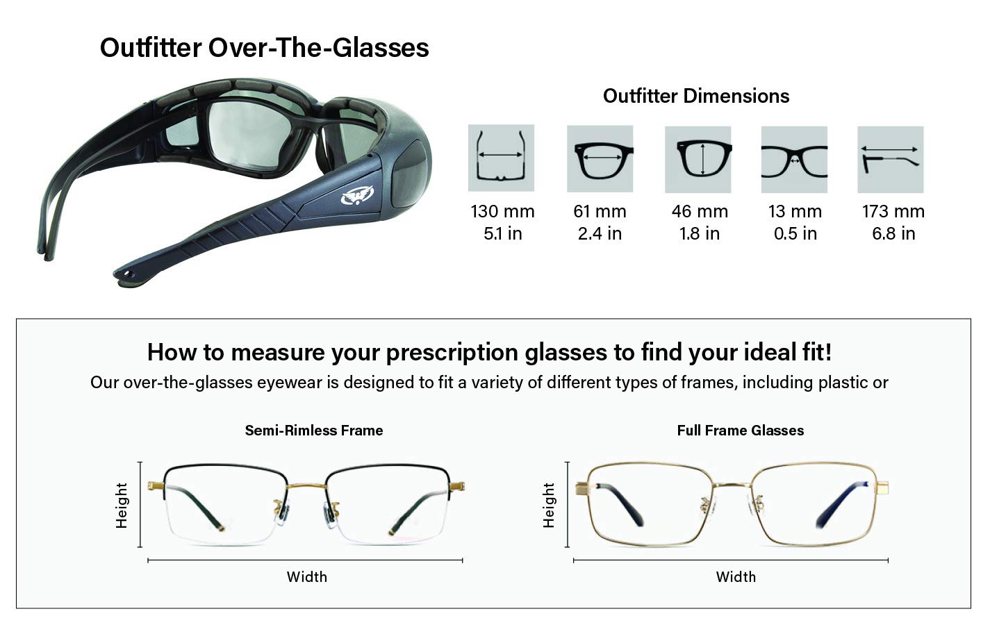 Global Vision Outfitter Foam Padded Fits Over Most Glasses Clear Lenses