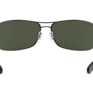 Ray-Ban RB3379 Rectangular Sunglasses, Gunmetal/Polarized Dark Green, 64 mm