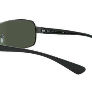 Ray-Ban RB3379 Rectangular Sunglasses, Gunmetal/Polarized Dark Green, 64 mm