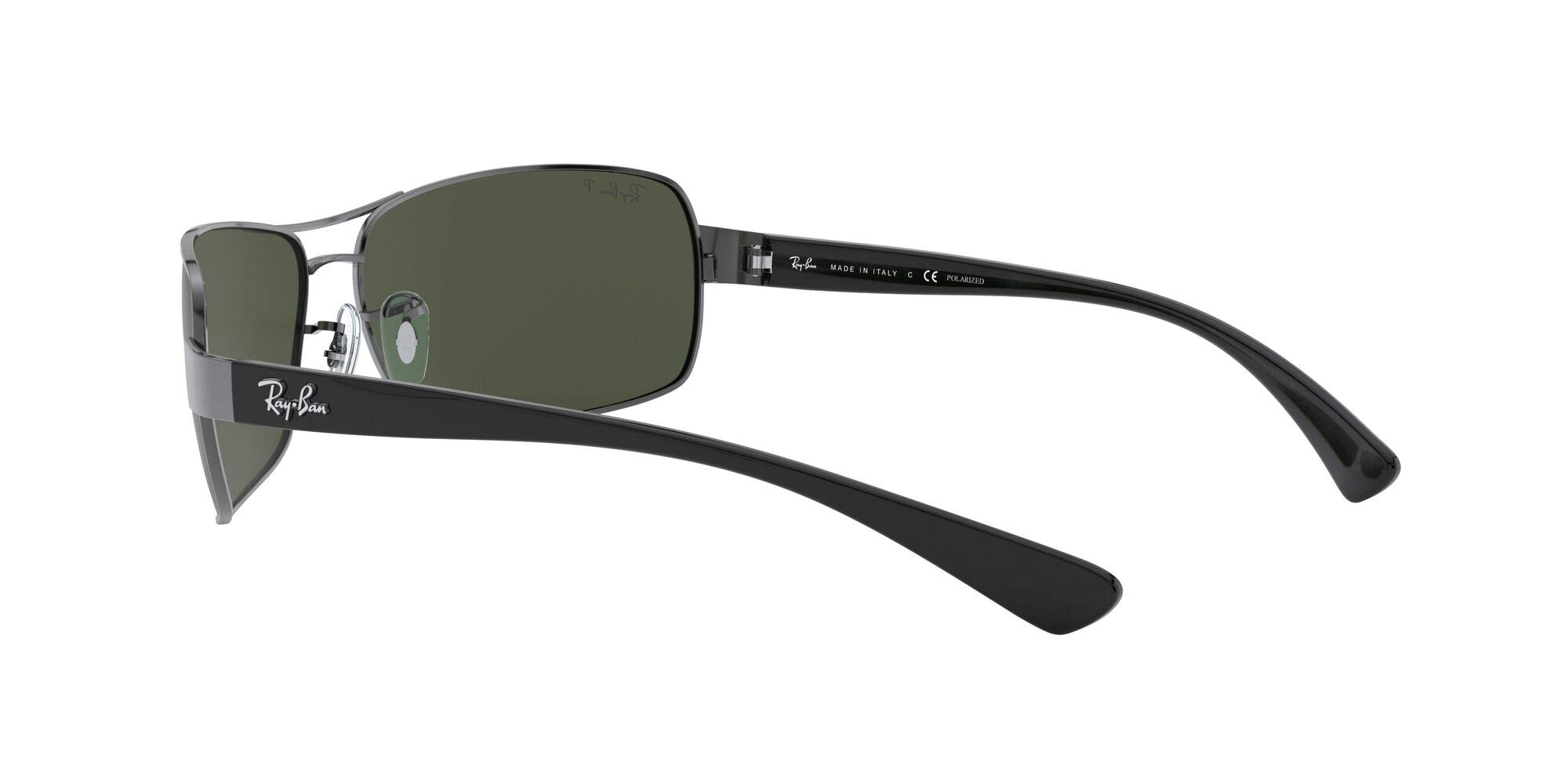 Ray-Ban RB3379 Rectangular Sunglasses, Gunmetal/Polarized Dark Green, 64 mm