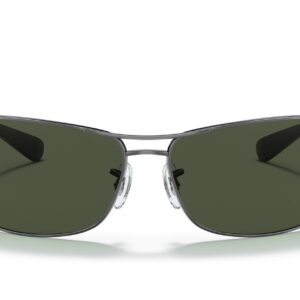 Ray-Ban RB3379 Rectangular Sunglasses, Gunmetal/Polarized Dark Green, 64 mm