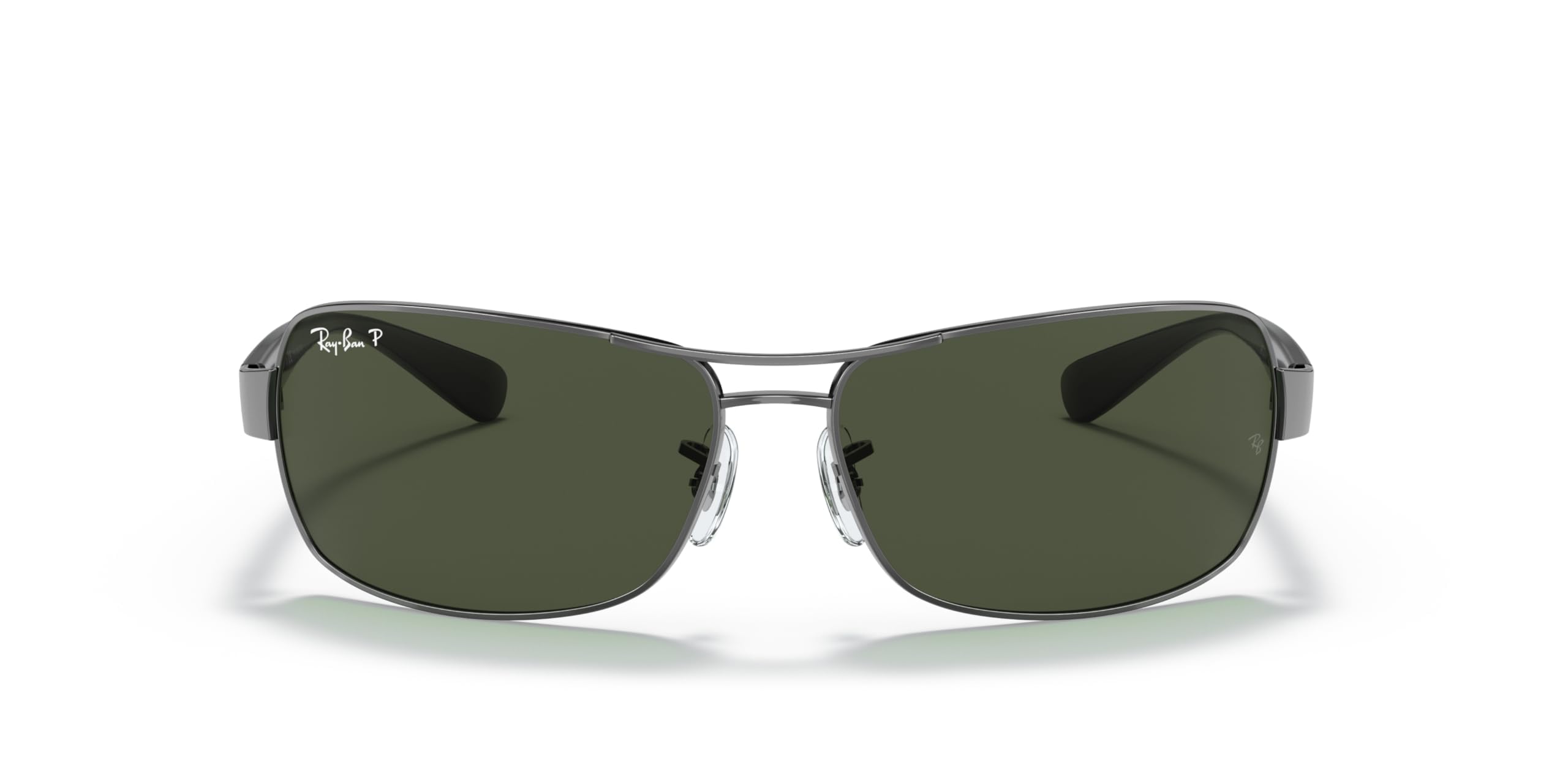 Ray-Ban RB3379 Rectangular Sunglasses, Gunmetal/Polarized Dark Green, 64 mm