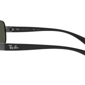 Ray-Ban RB3379 Rectangular Sunglasses, Gunmetal/Polarized Dark Green, 64 mm