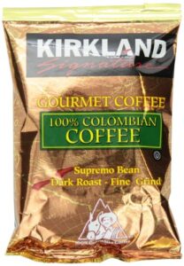 kirkland signature 100% colombian coffee, supremo bean dark roast fine grind, 42 pouches(pack of 1)