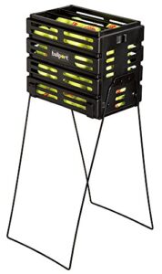 tourna ballport tennis ball hopper holds 80 balls durable and lightweight – black