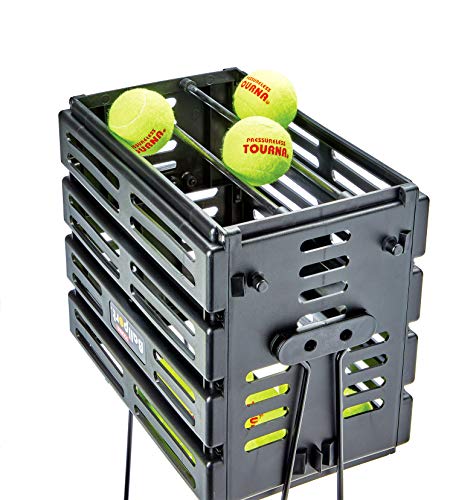 Tourna Ballport Tennis Ball Hopper Holds 80 Balls Durable and Lightweight – Black