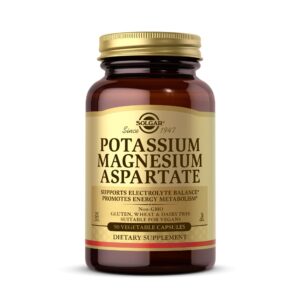 solgar potassium magnesium aspartate - 90 vegetable capsules - supports electrolyte balance, promotes energy metabolism - vegan, gluten free, dairy free, kosher - 90 servings