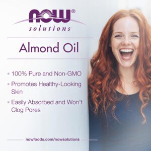 NOW Solutions, Sweet Almond Oil, 100% Pure Moisturizing Oil, Promotes Healthy-Looking Skin, Unscented Oil, 16-Ounce,Package may vary