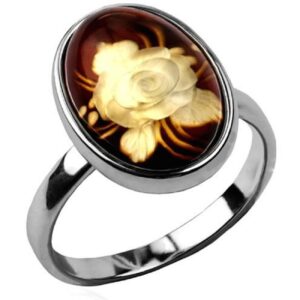 Ian and Valeri Co. Amber Sterling Silver Cameo Ring