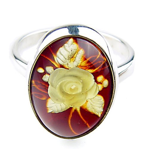 Ian and Valeri Co. Amber Sterling Silver Cameo Ring