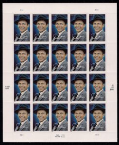 usps frank sinatra full sheet of twenty 42 cent stamps scott 4265