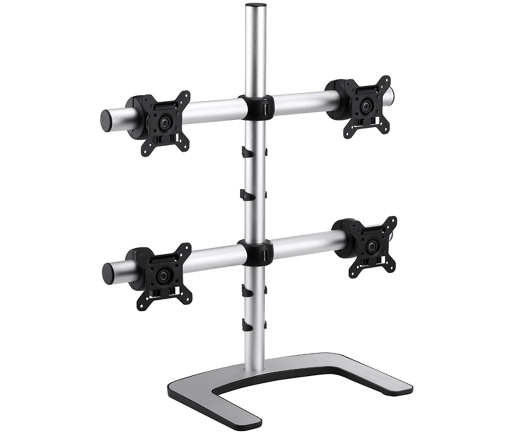 Atdec Quad/Triple/Dual/Single Monitor Desk Mount - Freestanding Base - Loads up to 17.6lb Flat or 13.5lb Curved - VESA 75x75, 100x100 - Quick Display Release, tilt, pan, Landscape/Portrait