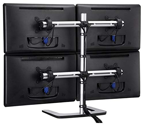 Atdec Quad/Triple/Dual/Single Monitor Desk Mount - Freestanding Base - Loads up to 17.6lb Flat or 13.5lb Curved - VESA 75x75, 100x100 - Quick Display Release, tilt, pan, Landscape/Portrait