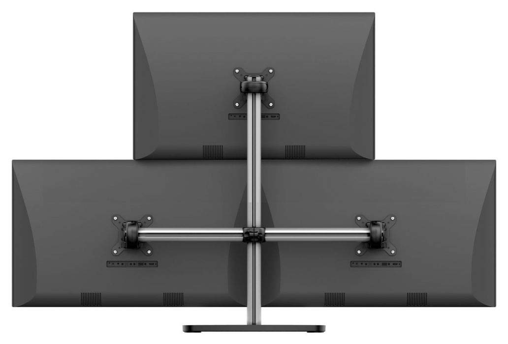 Atdec Quad/Triple/Dual/Single Monitor Desk Mount - Freestanding Base - Loads up to 17.6lb Flat or 13.5lb Curved - VESA 75x75, 100x100 - Quick Display Release, tilt, pan, Landscape/Portrait