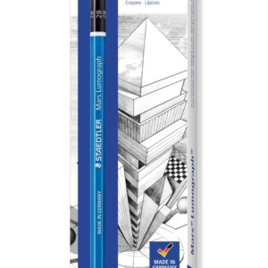 Staedtler Mars Lumograph 2B Graphite Art Drawing Pencil, Medium Soft, Break-Resistant Bonded Lead, 12 Pack, 100-2B (100-2B VE)