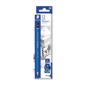 staedtler mars lumograph 4b graphite art drawing pencil, medium soft, break-resistant bonded lead, 12 pack, 100-4b