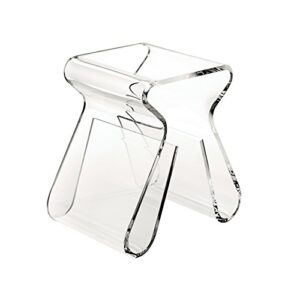 umbra magino, acrylic side table, end table, stool with storage, modern magazine rack, clear,21.725" x 20.9" x 15.125"