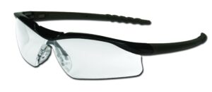 mcr safety dl110af dallas safety glasses with polished black frame and clear anti-fog lens