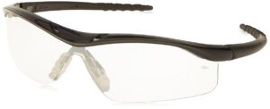 mcr safety dl119af dallas safety glasses with polished black frame and indoor/outdoor clear mirror anti-fog lens