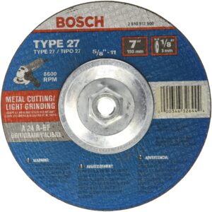 bosch cg27m701 7 in. 1/8 in. 5/8-11 in. arbor type 27 24 grit light grinding/metal cutting abrasive wheel