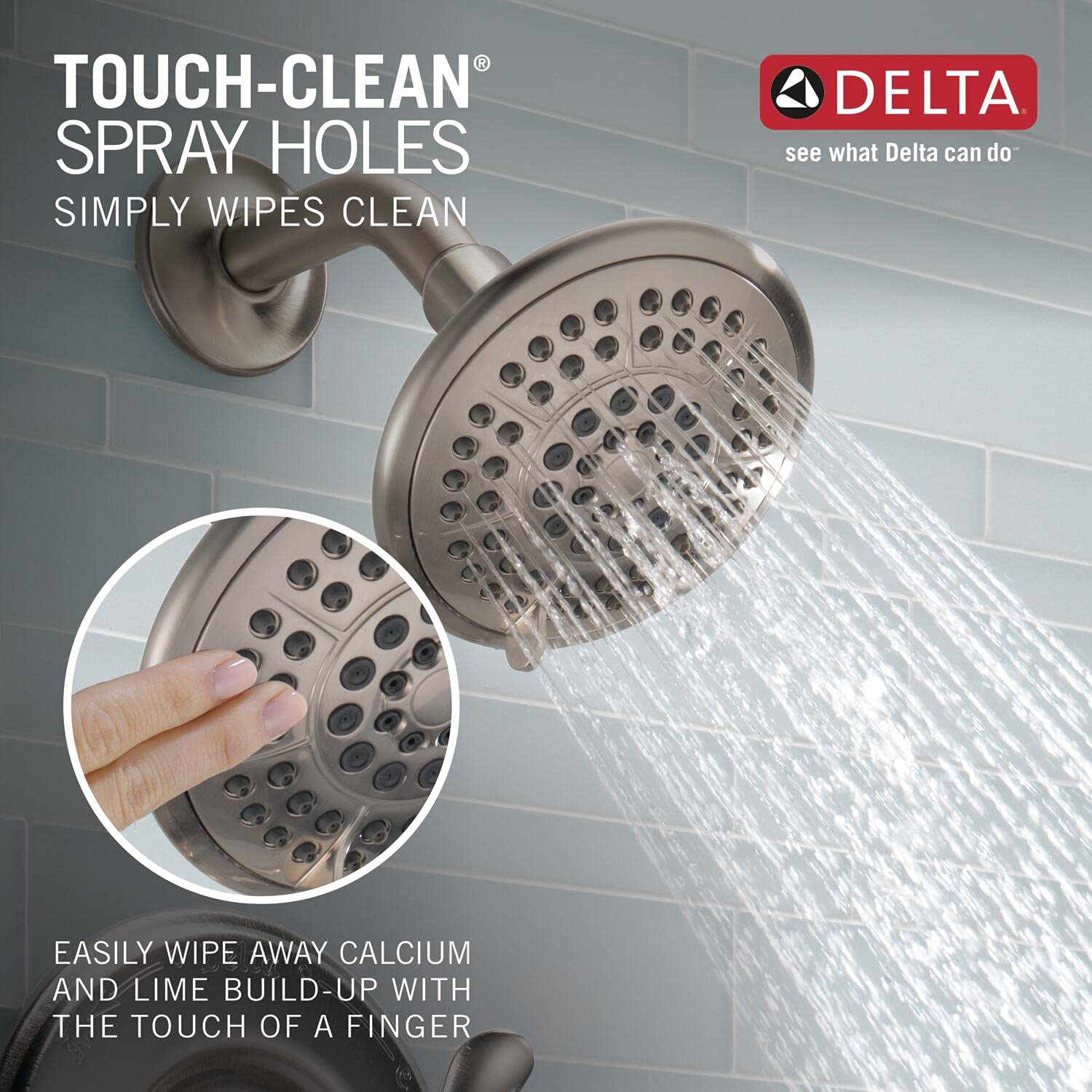 Delta Faucet Lahara 14 Series Single-Handle Tub and Shower Trim Kit, Shower Faucet with 5-Spray Touch-Clean Shower Head, Stainless T14438-SS (Valve Not Included), Without Rough