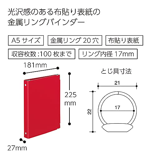 Kokuyo Color Palette Binder - A5 - 20 Rings - Red