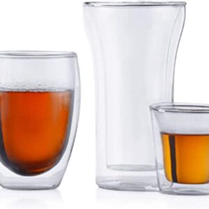 Bodum ASSAM Coffee Mug, Double-Wall Insulate Glass Mug, Clear, 8 Ounces Each (Set of 2)