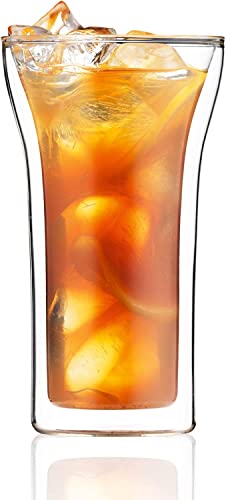 Bodum ASSAM Coffee Mug, Double-Wall Insulate Glass Mug, Clear, 8 Ounces Each (Set of 2)