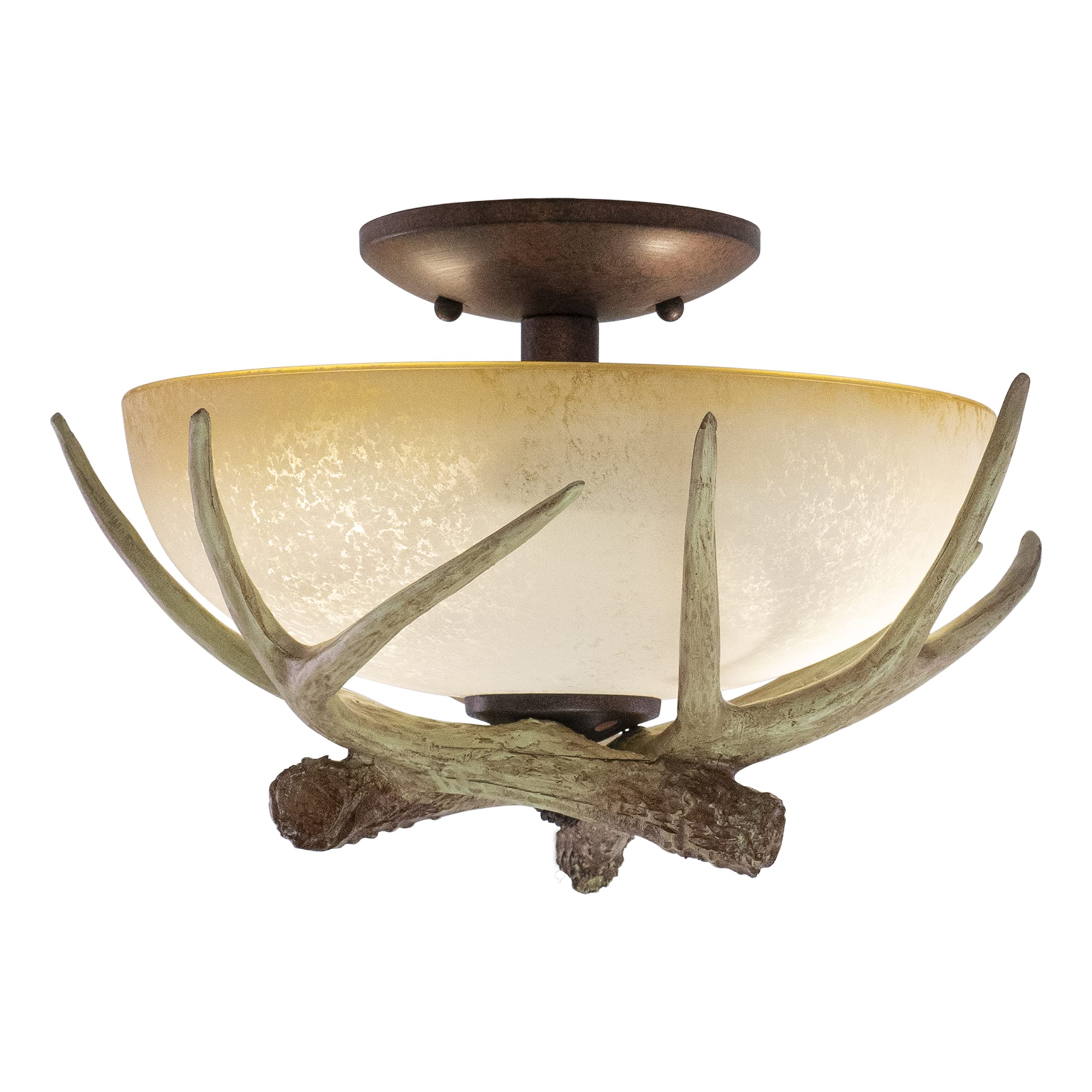 VAXCEL Lodge 2L LED Bronze Rustic Antler Semi Flush Ceiling Light or Fan Light Kit