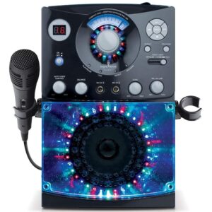 singing machine sml385btbk karaoke system with led disco lights, cd+g, and microphone, black